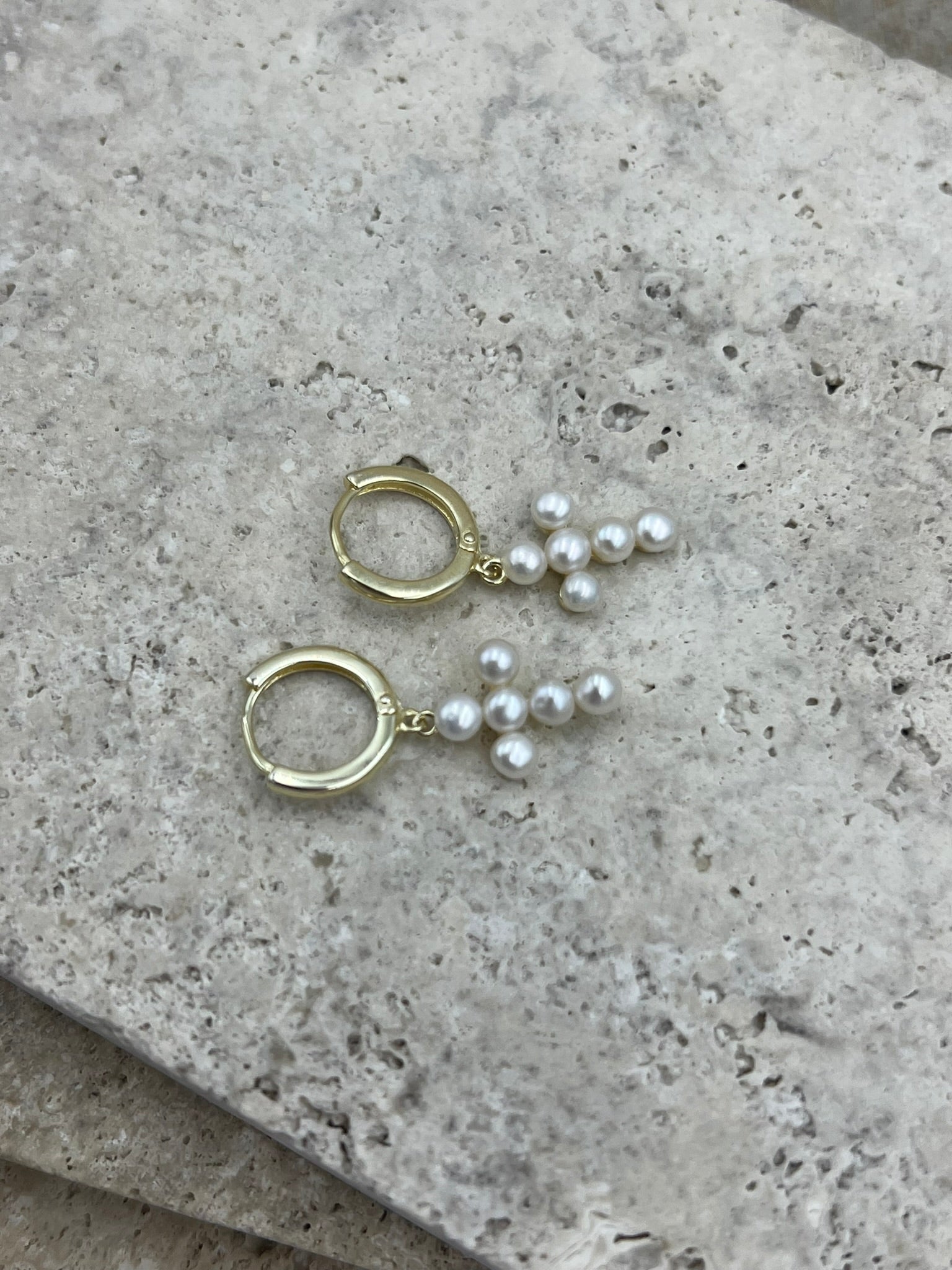 Gold Vermeil Pearl Cross Sleepers – Chic